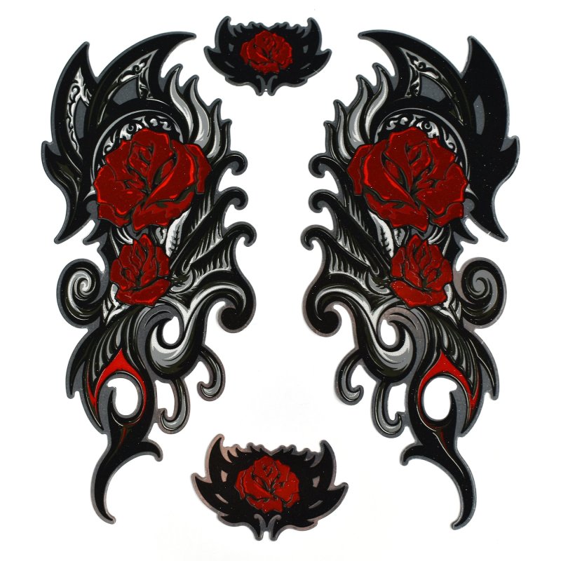 Aufkleber-Set Rosen Glitzer Chrom 16 x 7 cmTattoo Rose Glitter Sticke ...